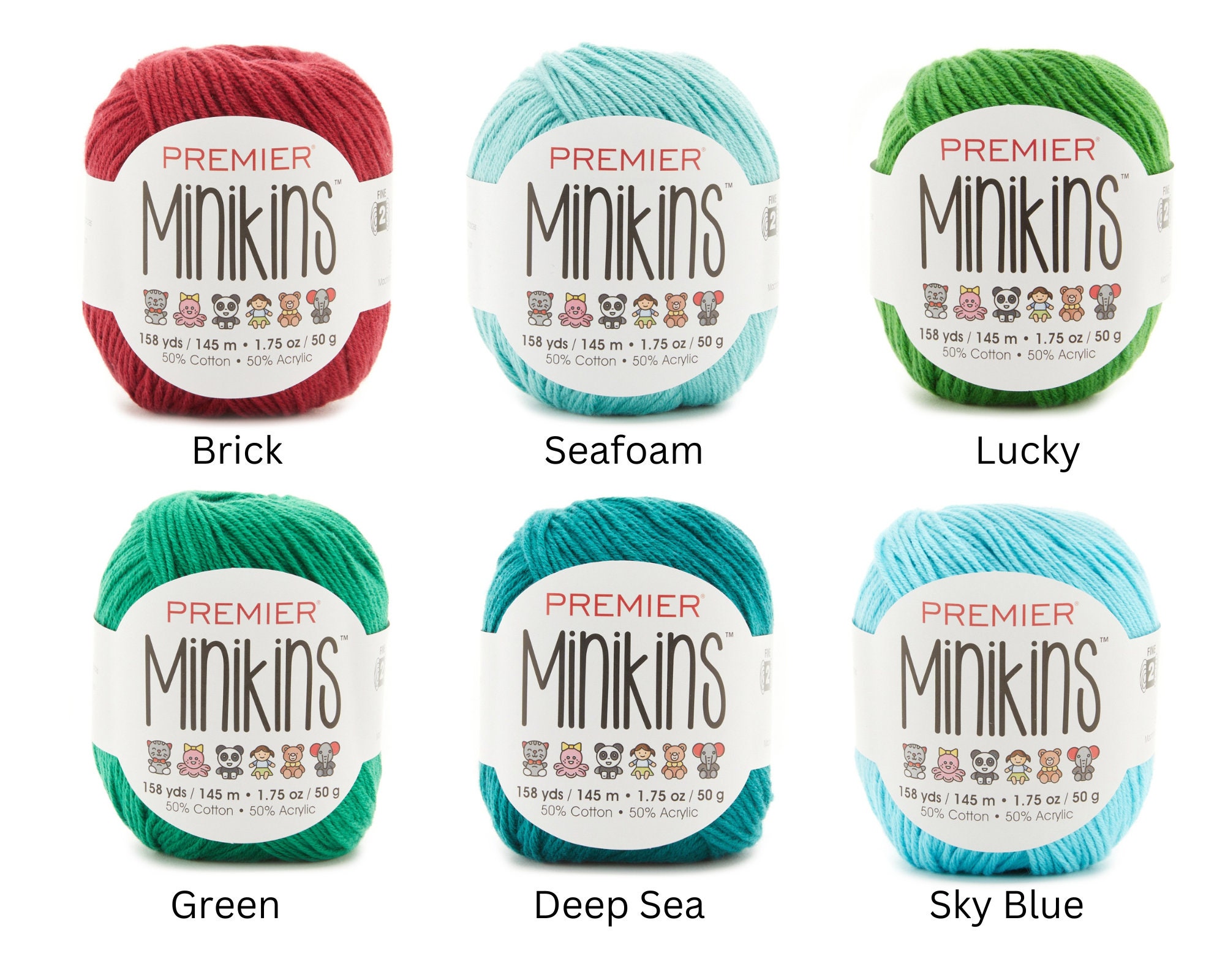 PREMIER® Minikins 50g - Fine/sport Weight Yarn - Cotton/acrylic Crochet ...