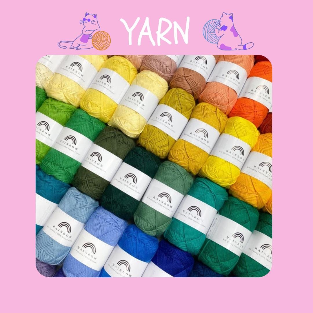 Hobbii Rainbow 8/4 Cotton Yarn: 100% Crochet Amigurumi Yarn (50g ...