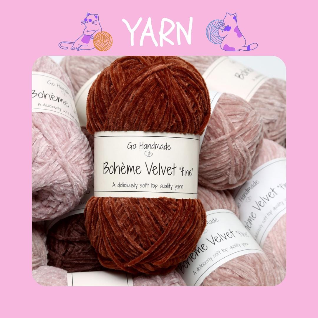 Go Handmade Bohème Velvet "fine" Plush Yarn - 50g - 2ply/3ply ...