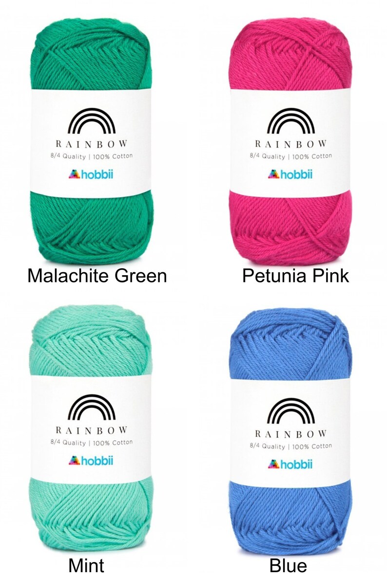 Hobbii Rainbow 8/4 Cotton Yarn: 100% Crochet Amigurumi Yarn (50g ...