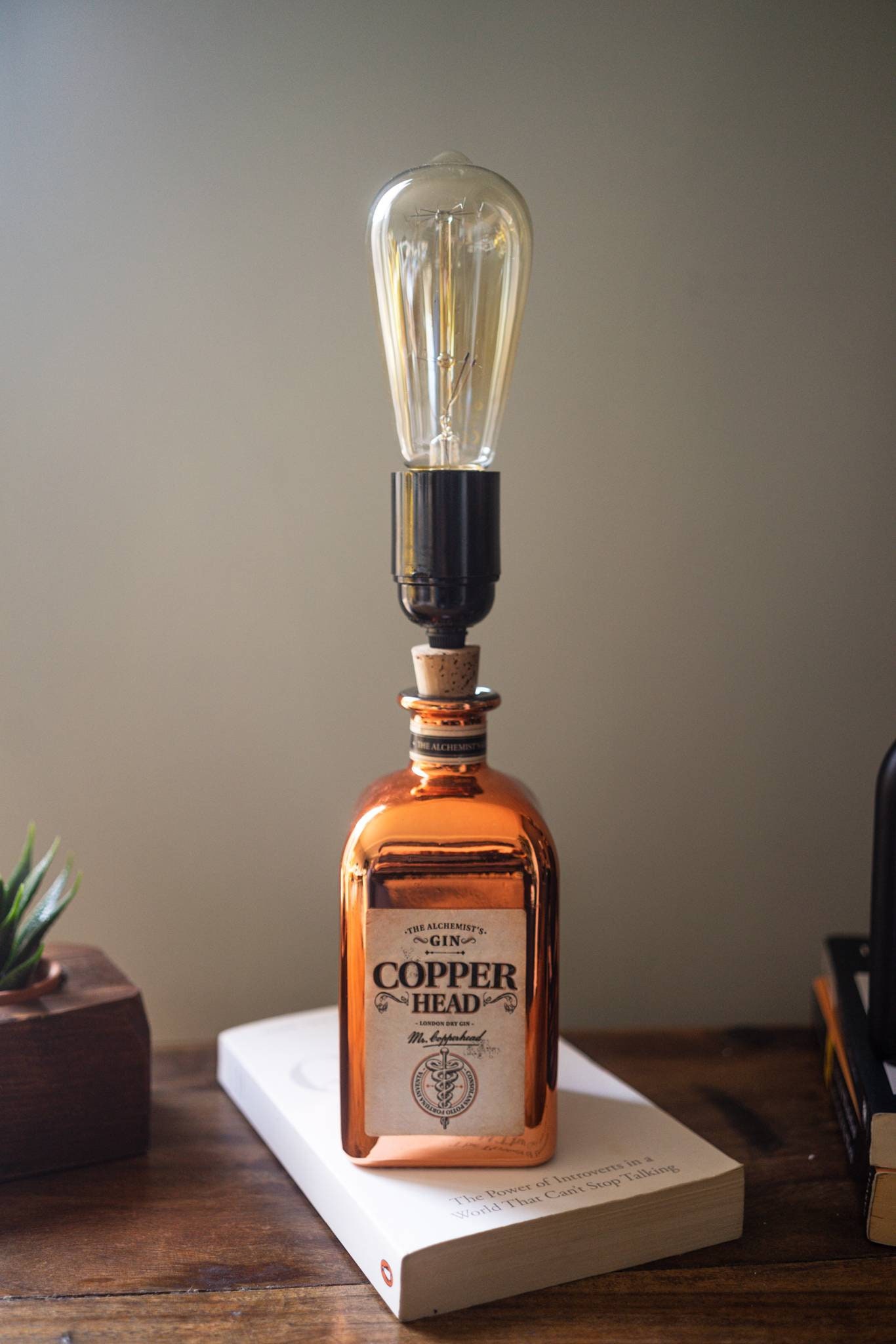 Upcycled Copper Head Gin Bottle Lamp Collection, Empty Bottle ...