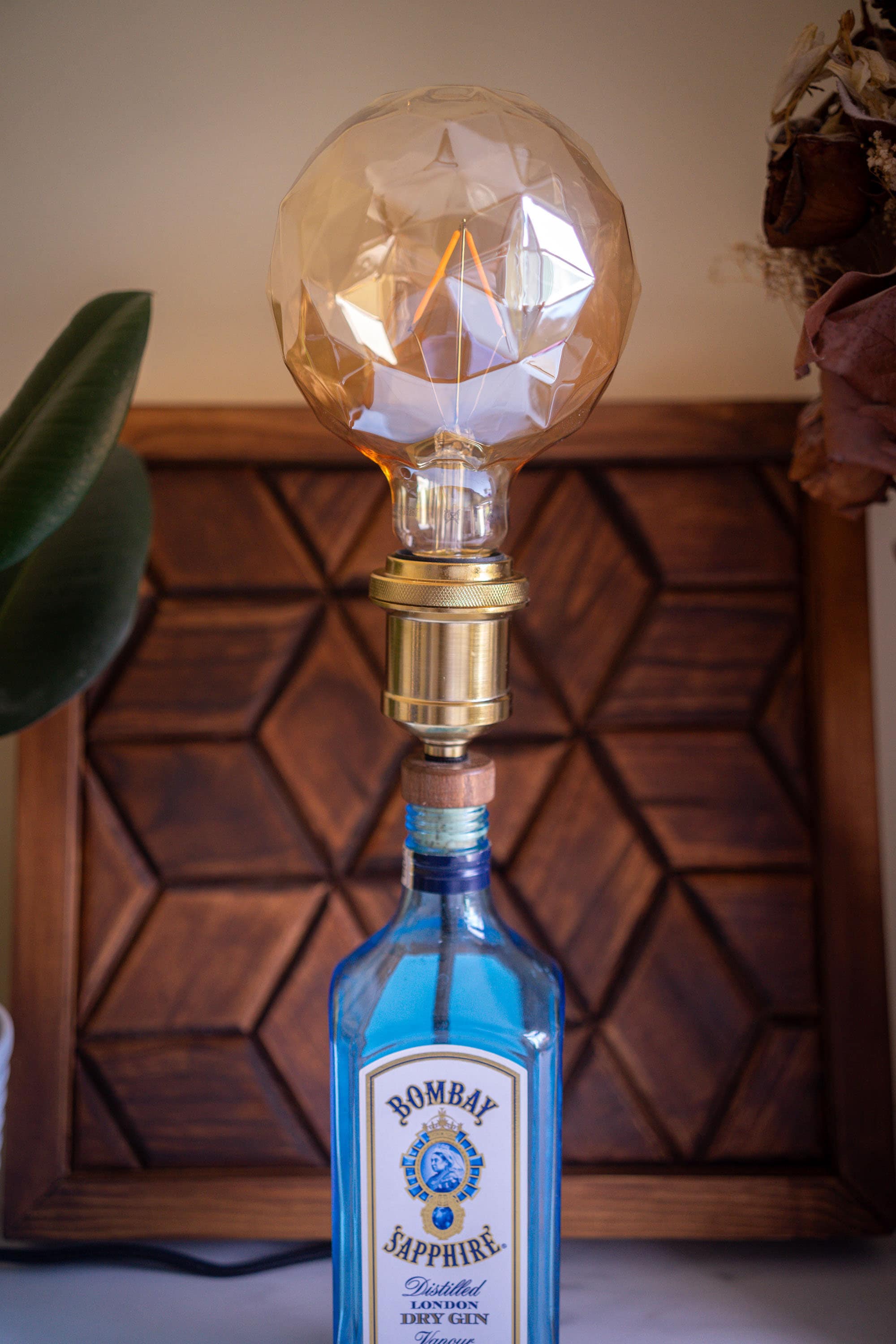 Bombay Sapphire Bottle Light, Unique Bedside Lamp, Upcycled Gin Bottle ...