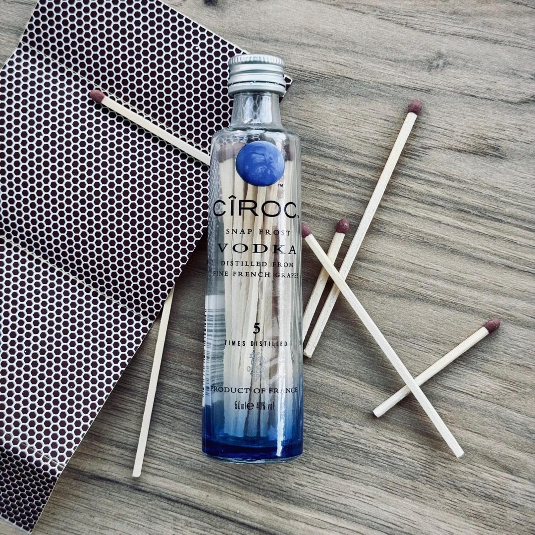 Mini Ciroc Vidka Bottle Match Holder, Handmade Upcycled Glass Match ...