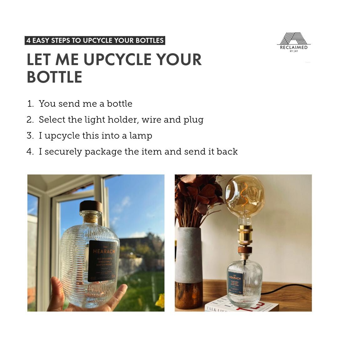 Custom Bottle Table Lamp - Gin, Whiskey Sustainable Lights, Recycled ...