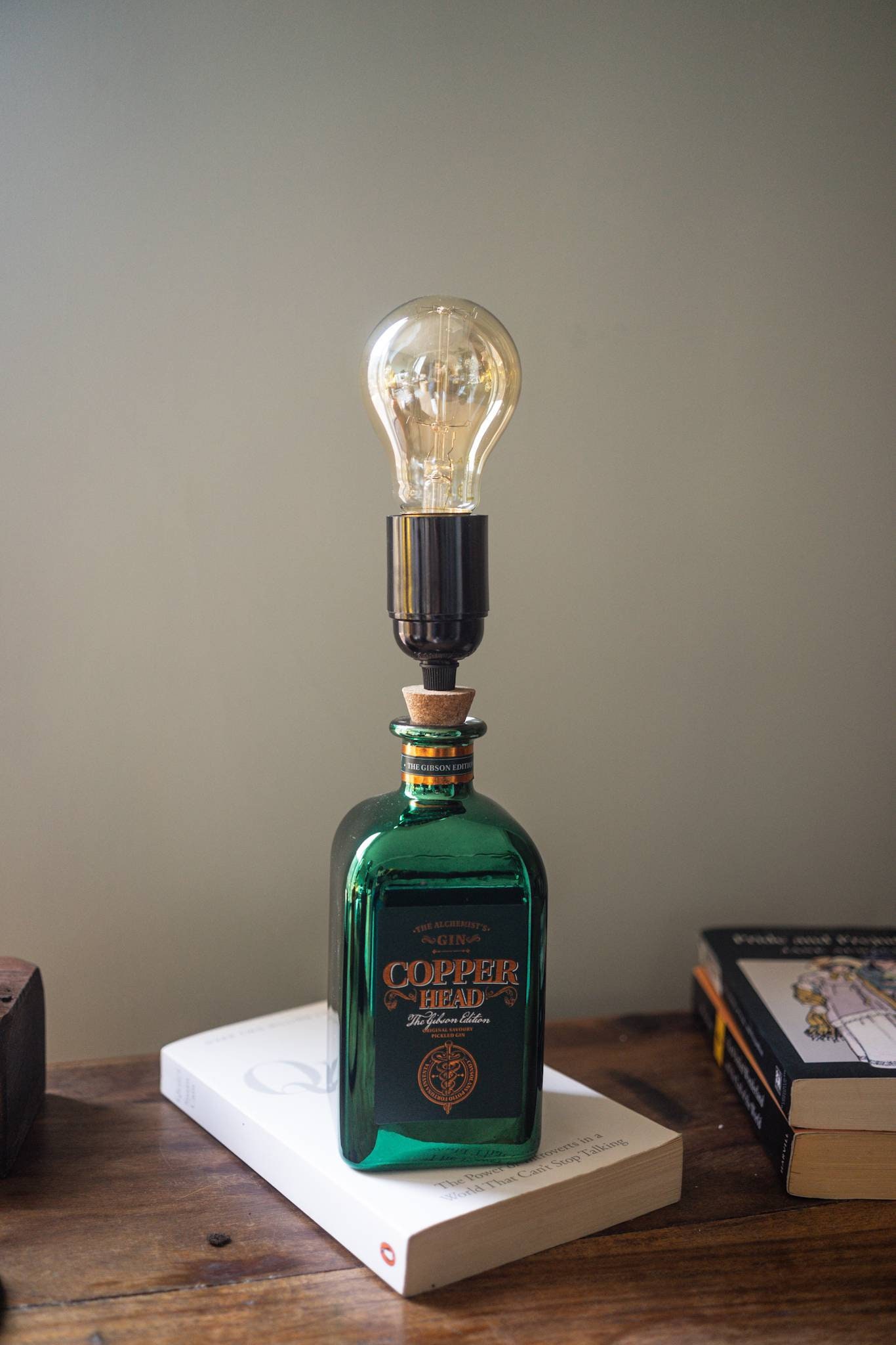 Upcycled Copper Head Gin Bottle Lamp Collection, Empty Bottle ...
