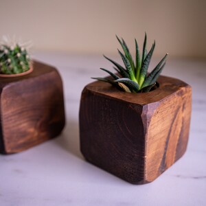 RUSTIC WOODEN PLANT Cube Pot - Wooden Cube - Homemade Wood Pot ...
