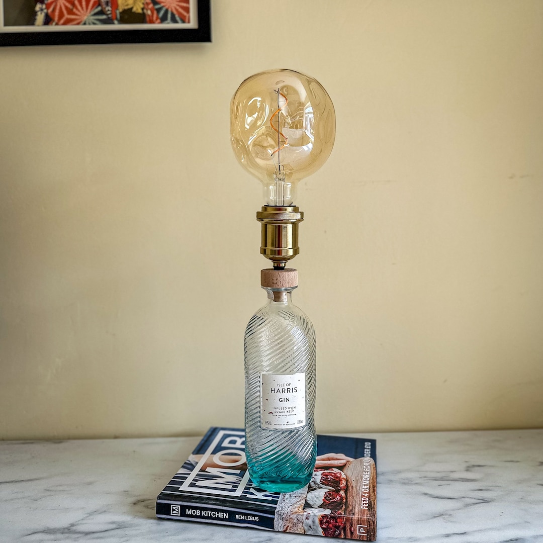 Isle of Harris Gin Bottle Light, Desk Table Lamp, Cool Lamp Night, Gold ...