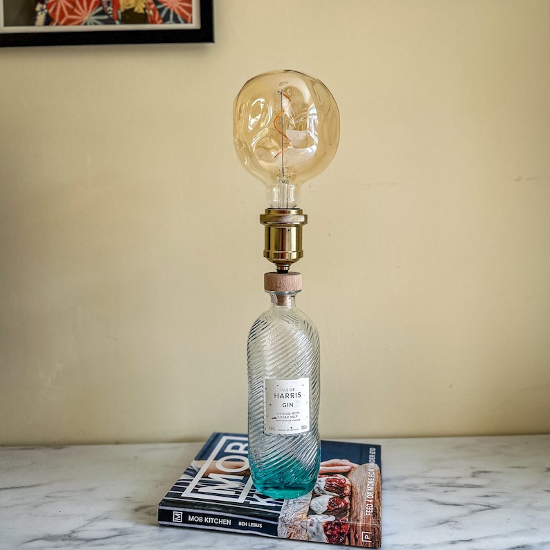 Isle of Harris Gin Bottle Light, Desk Table Lamp, Cool Lamp Night, Gold ...