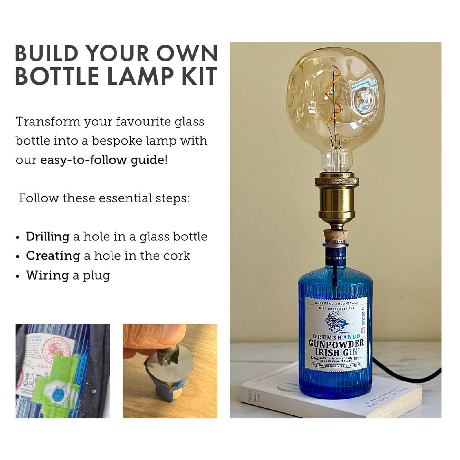 DIY Bottle Lamp Kit, E27 Lamp Holder, Edison Lamp, Diamond Drill Bit ...