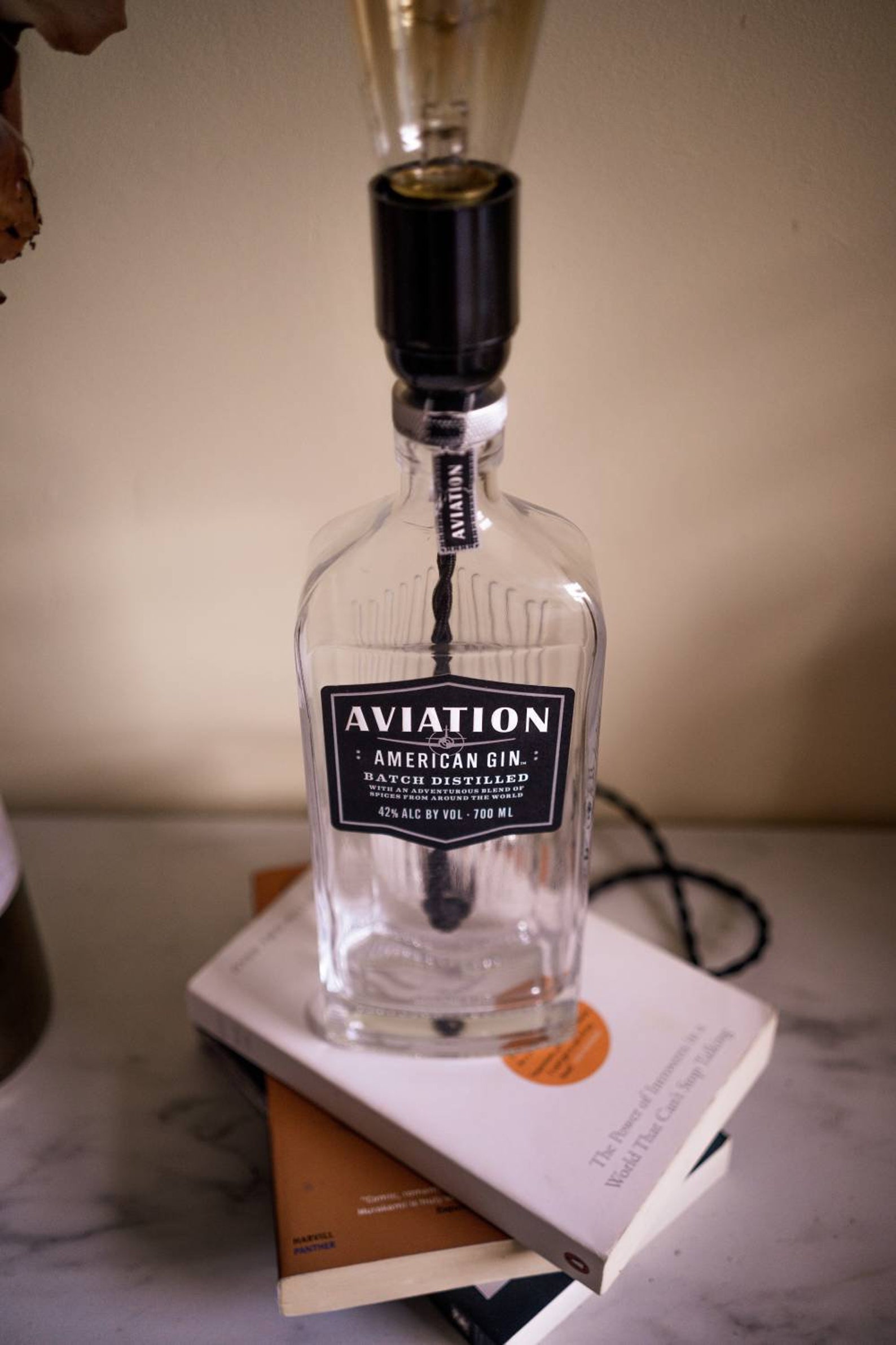 Aviation Gin Bottle Lamp - Gin Bottle Lighting, Upcycled Lamp, Wedding ...