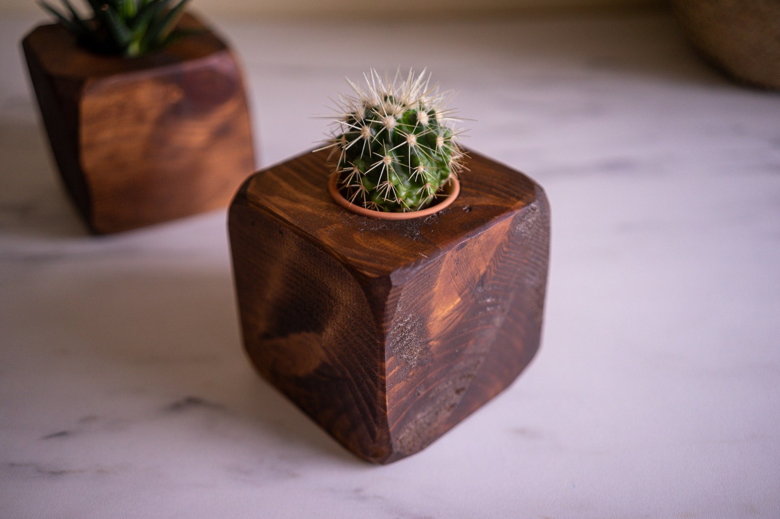 RUSTIC WOODEN PLANT Cube Pot Wooden Cube Homemade Wood Pot - Etsy
