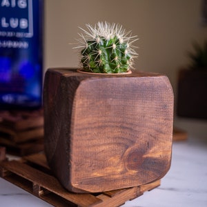 RUSTIC WOODEN PLANT Cube Pot - Wooden Cube - Homemade Wood Pot ...