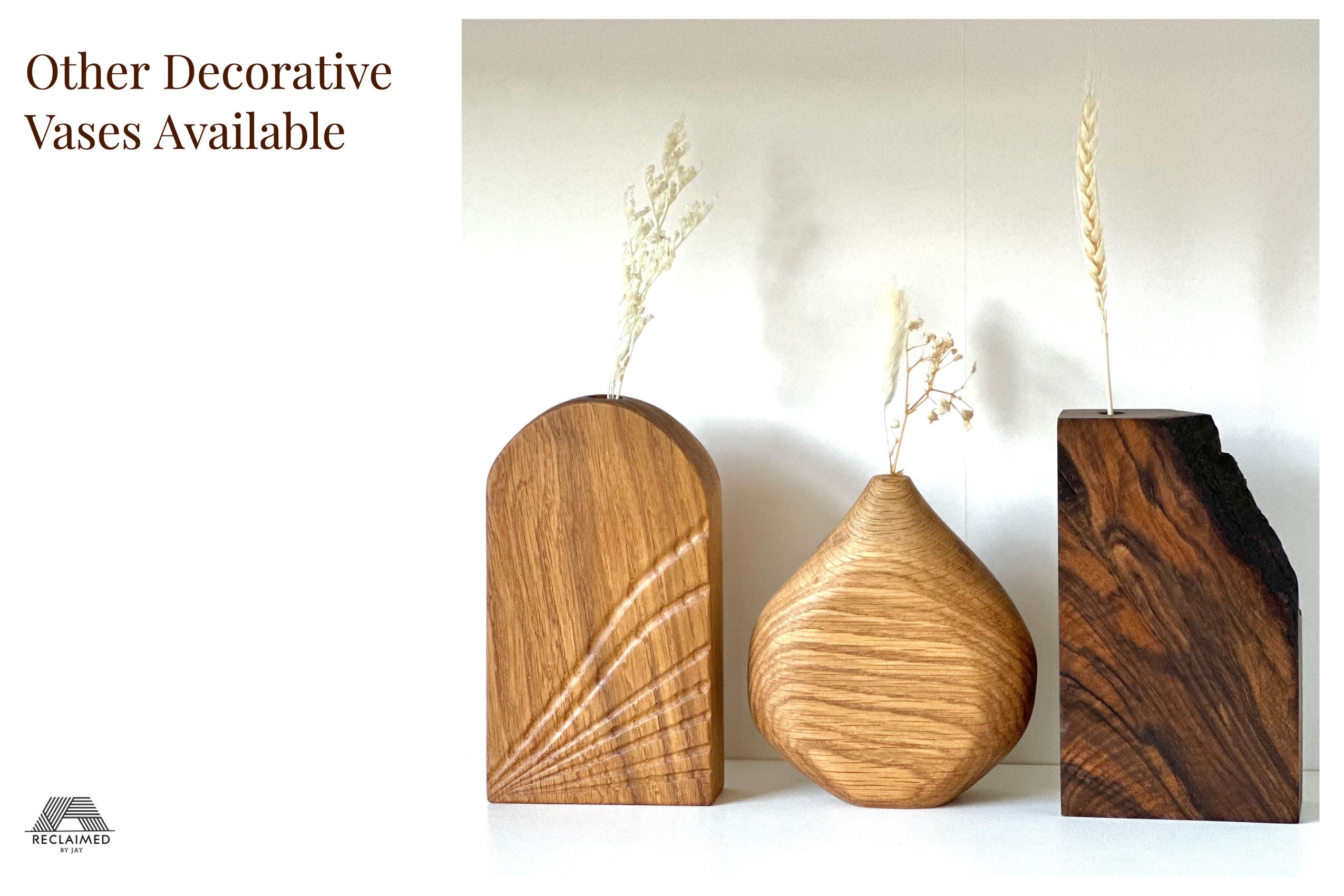 Light Oak Carved Vase Aesthetic Hand-carved, Perfect for Dried Flowers ...