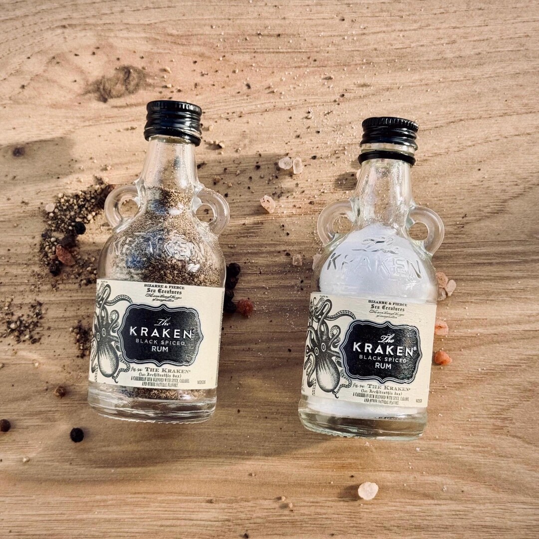 Kraken Black Spiced Rum 5cl Miniature Salt and Pepper Shakers Gift ...