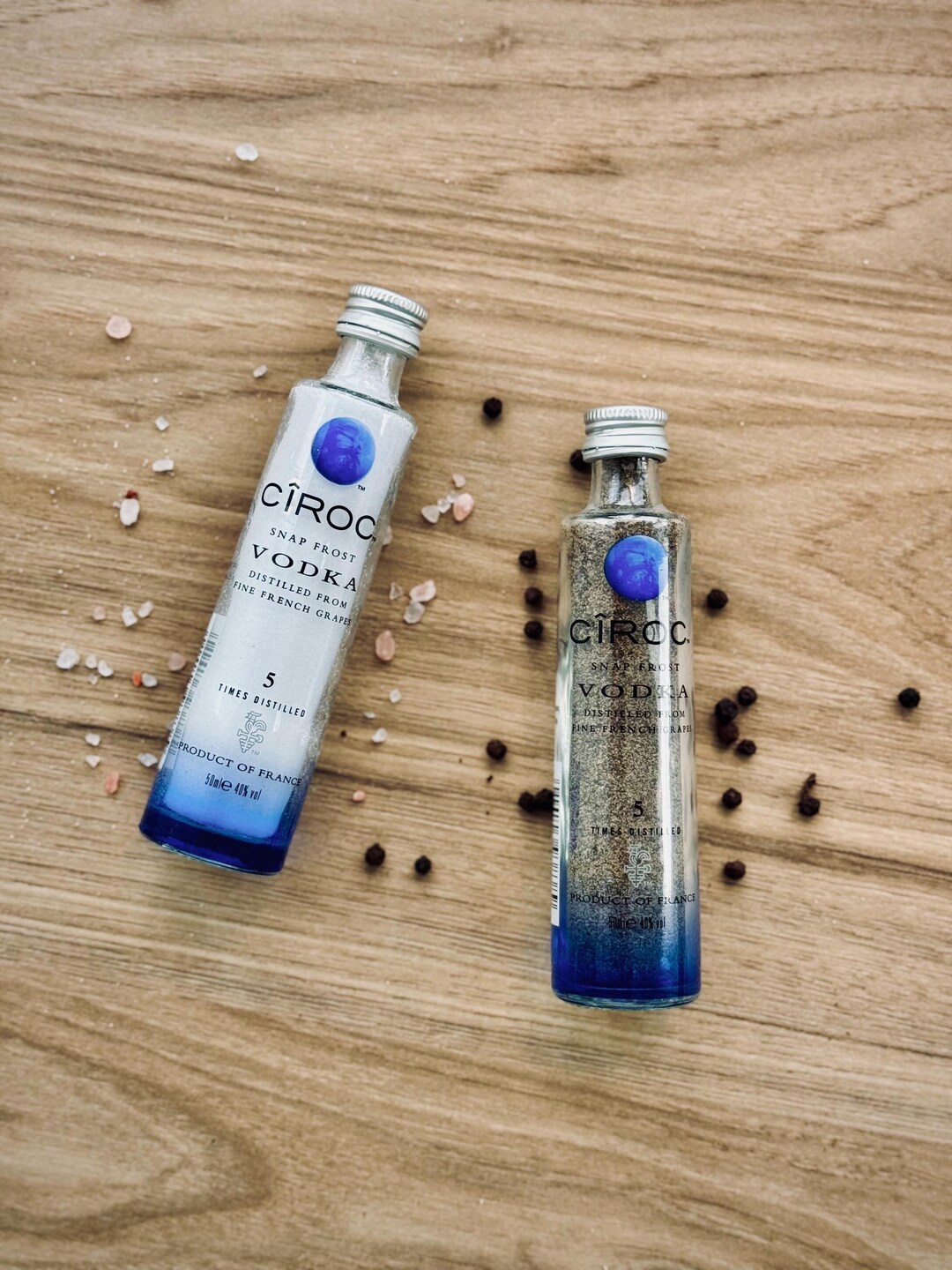 Novelty Mini Ciroc Vodka Salt and Pepper Shakers Gift Set Tall Blue ...