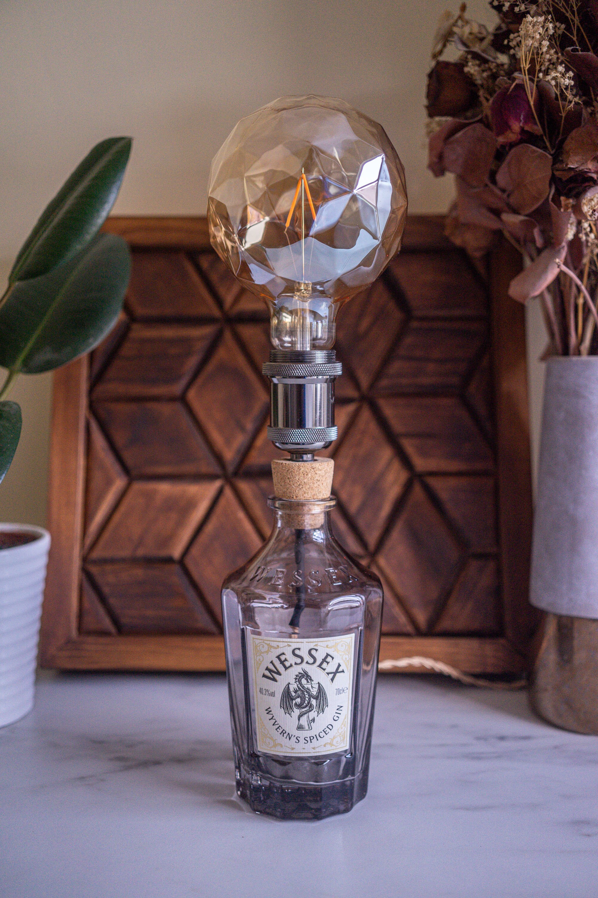 Wessex Blue Teal Gin Bottle Light Upcycled Desk Table Lamp, Recycled ...