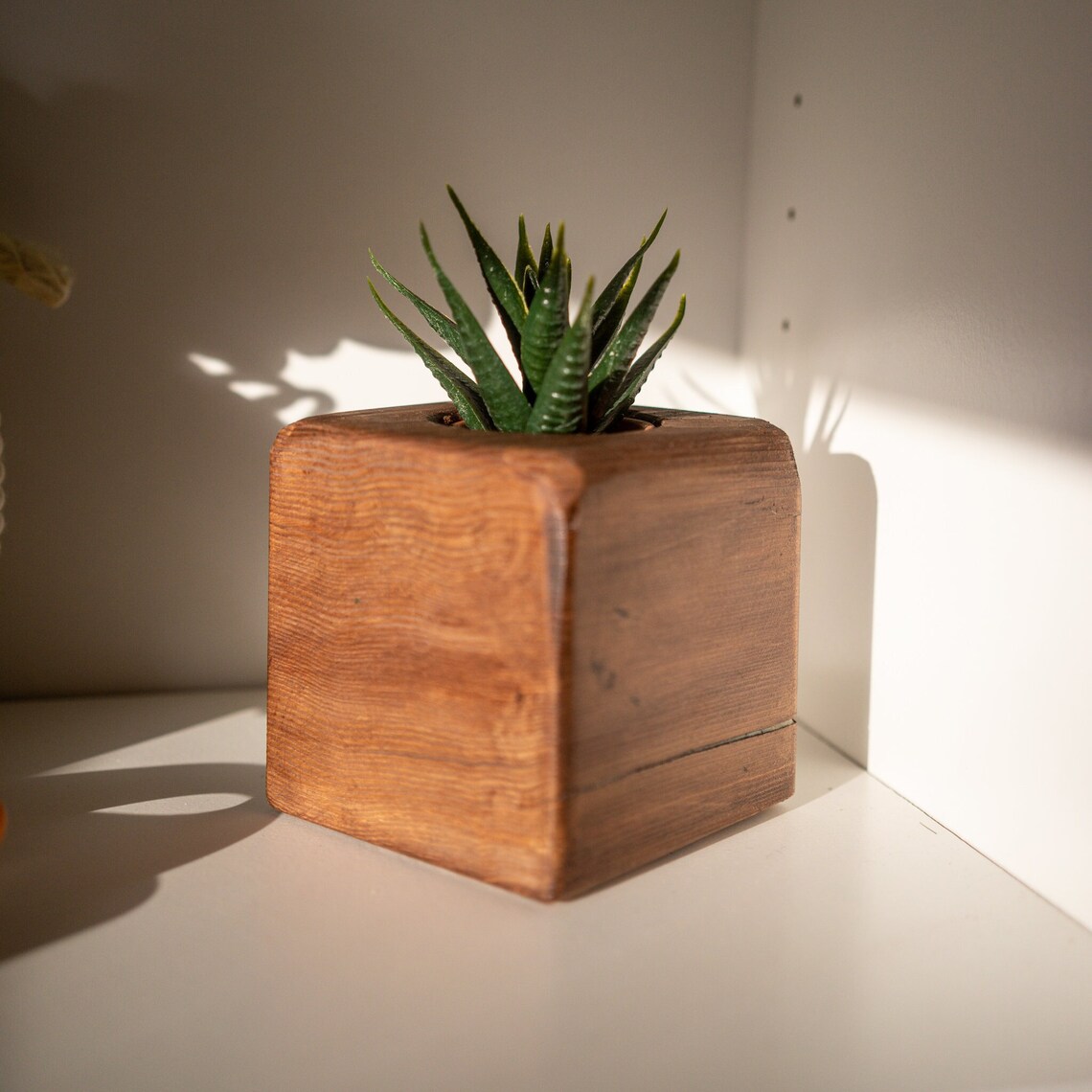 RUSTIC WOODEN PLANT Cube Pot Wooden Cube Homemade Wood Pot - Etsy
