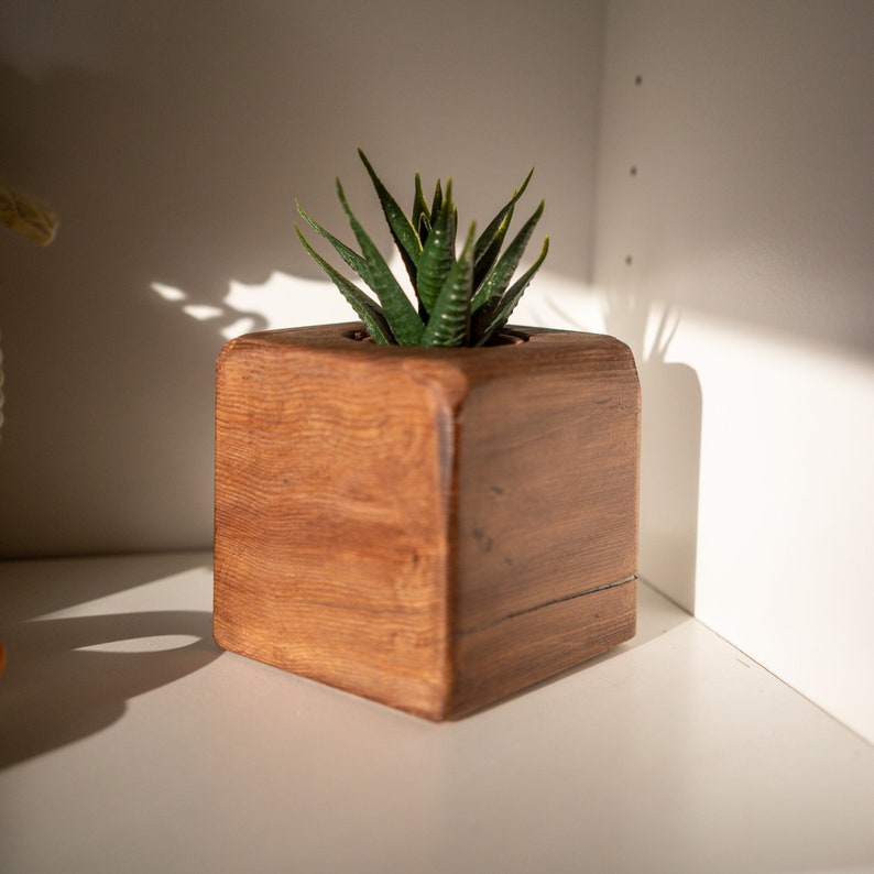 RUSTIC WOODEN PLANT Cube Pot Wooden Cube Homemade Wood Pot - Etsy