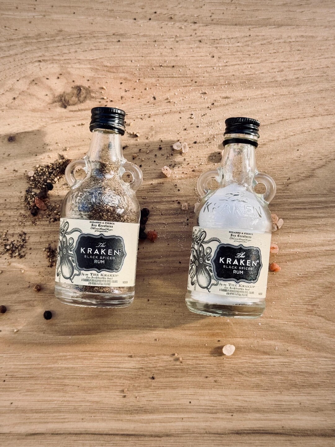 Kraken Black Spiced Rum 5cl Miniature Salt and Pepper Shakers Gift ...