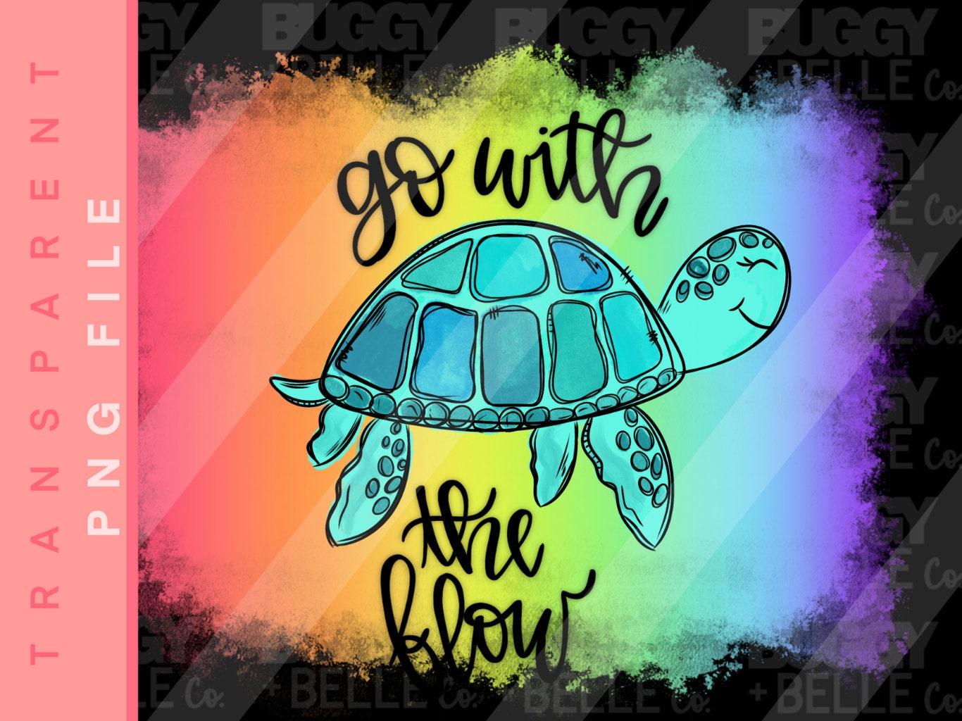 Go With the Flow Turtle PNG File, Screen Print Transfer File - Etsy