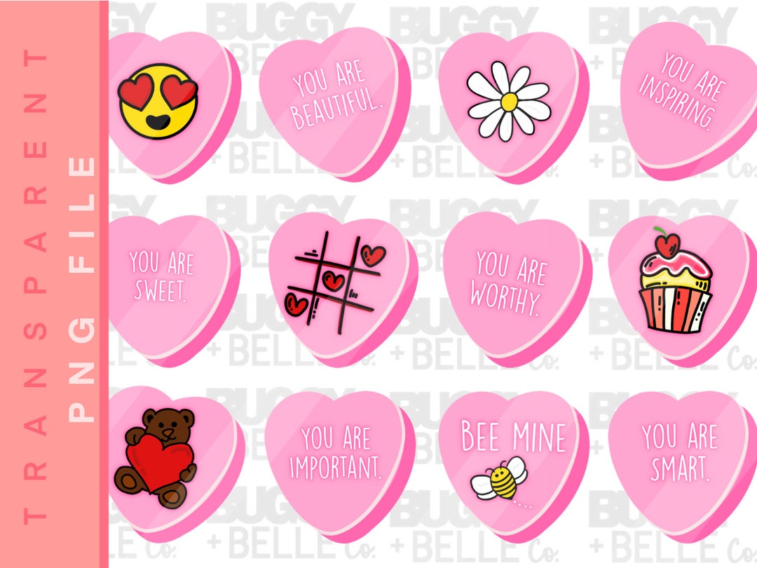 Candy Hearts PNG File, Screen Print Transfer File Valentines Love - Etsy