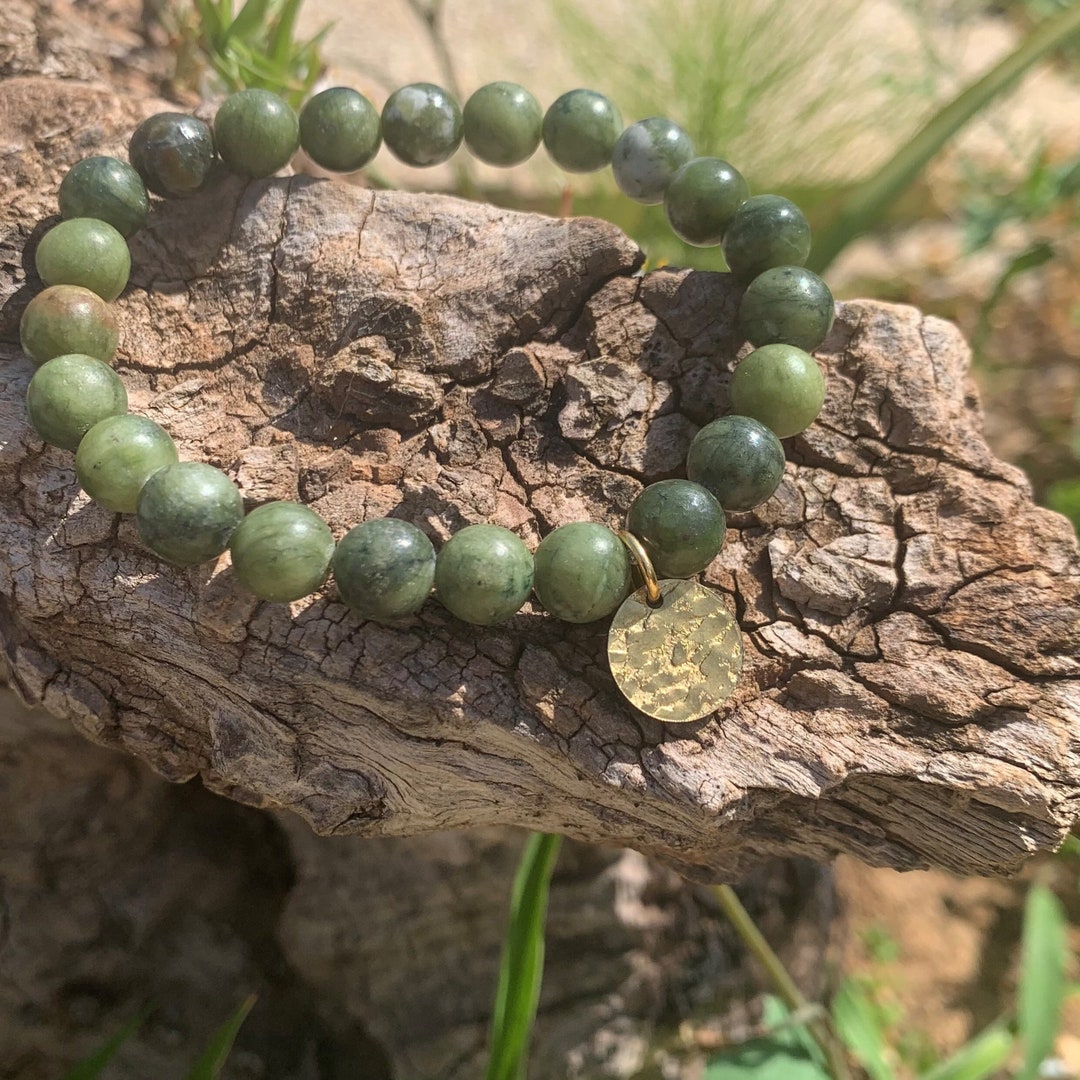 Jade Bracelet With 18k Gold Medal, Mother's Day Gift, Women's Gift ...