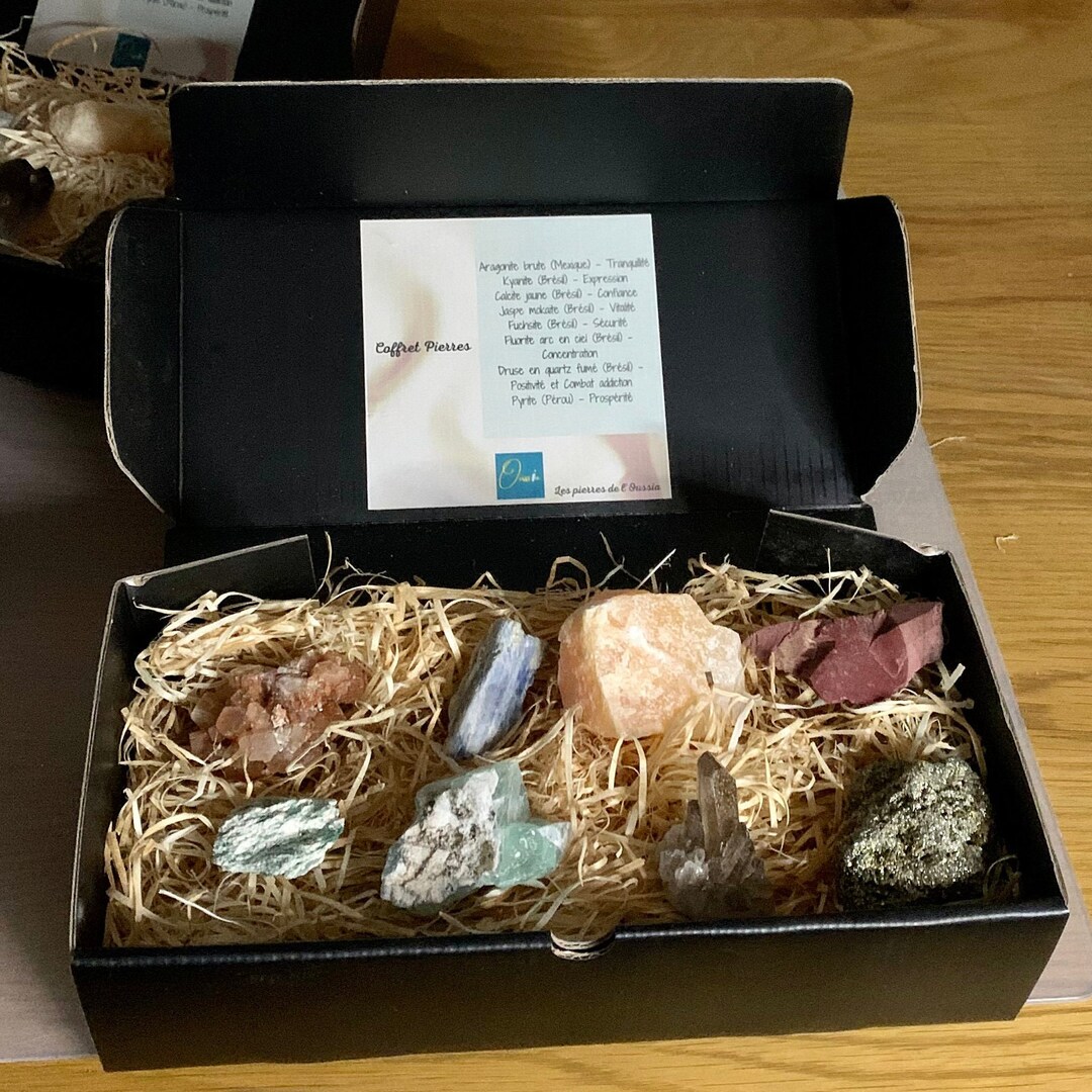Natural Stone Box, 8 Essential Stones, Box Stone, Natural Gift ...