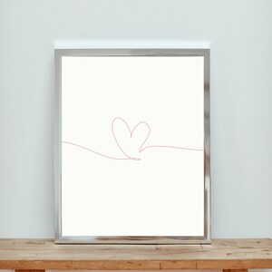 Minimalist Pink Line Heart Poster | Modern Home Gift | Neutral Pink ...