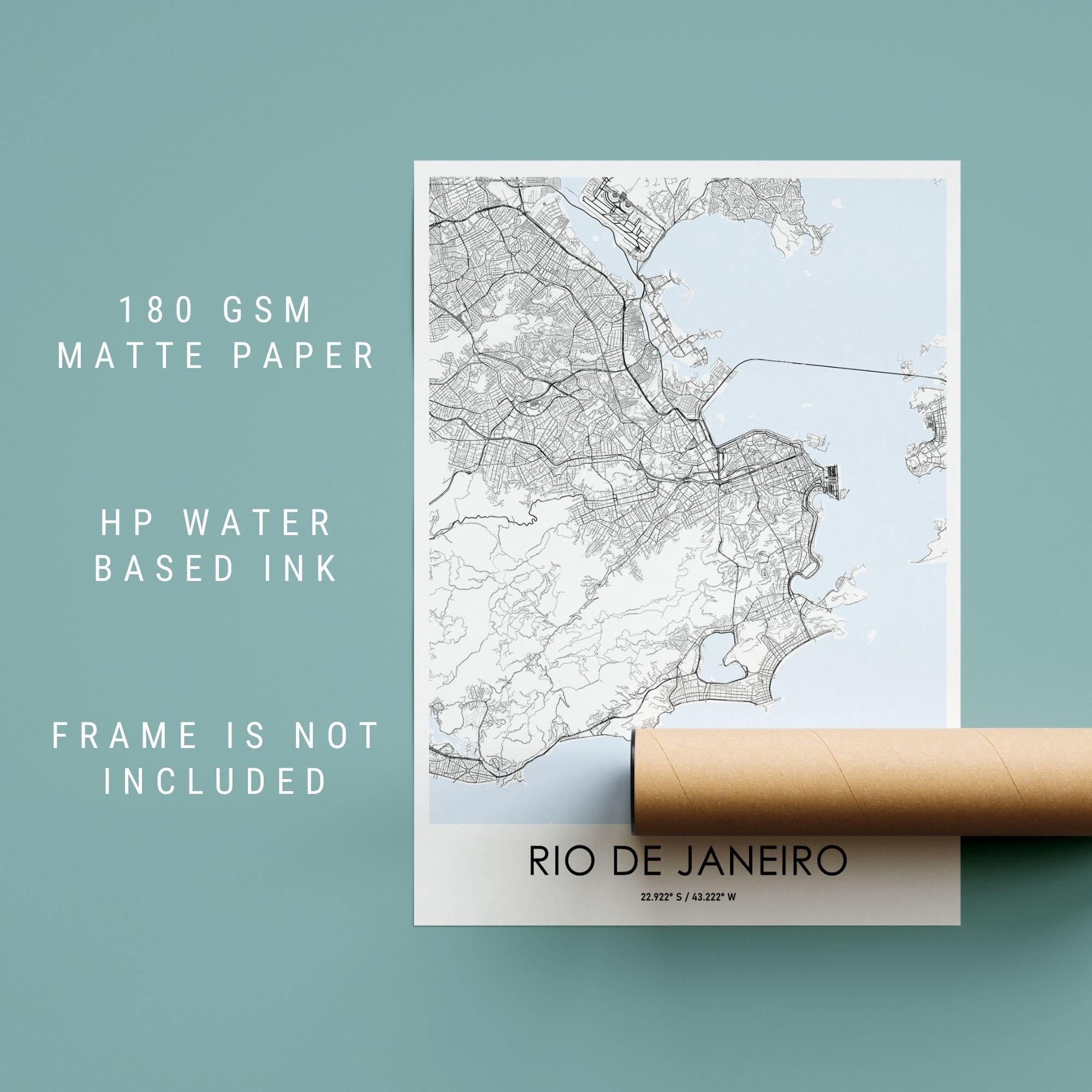 Rio De Janeiro City Map Poster, Personalized Map of Address, Wall Art ...