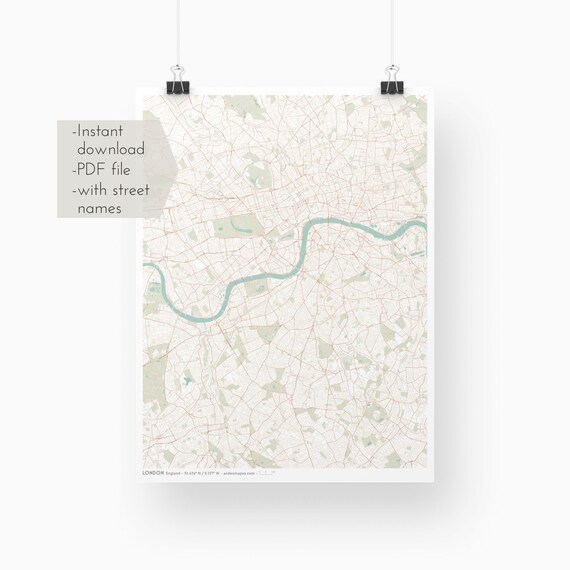 London Map Street Map Digital Download Vector File Pdf - Etsy UK