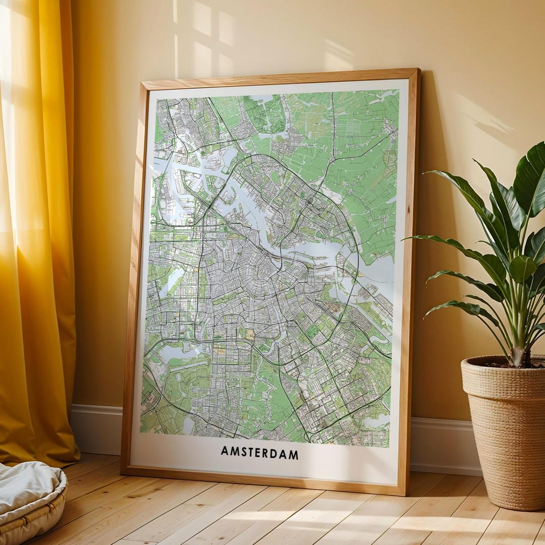 Amsterdam City Map, Minimalist Black and White Wall Art, Customizable ...