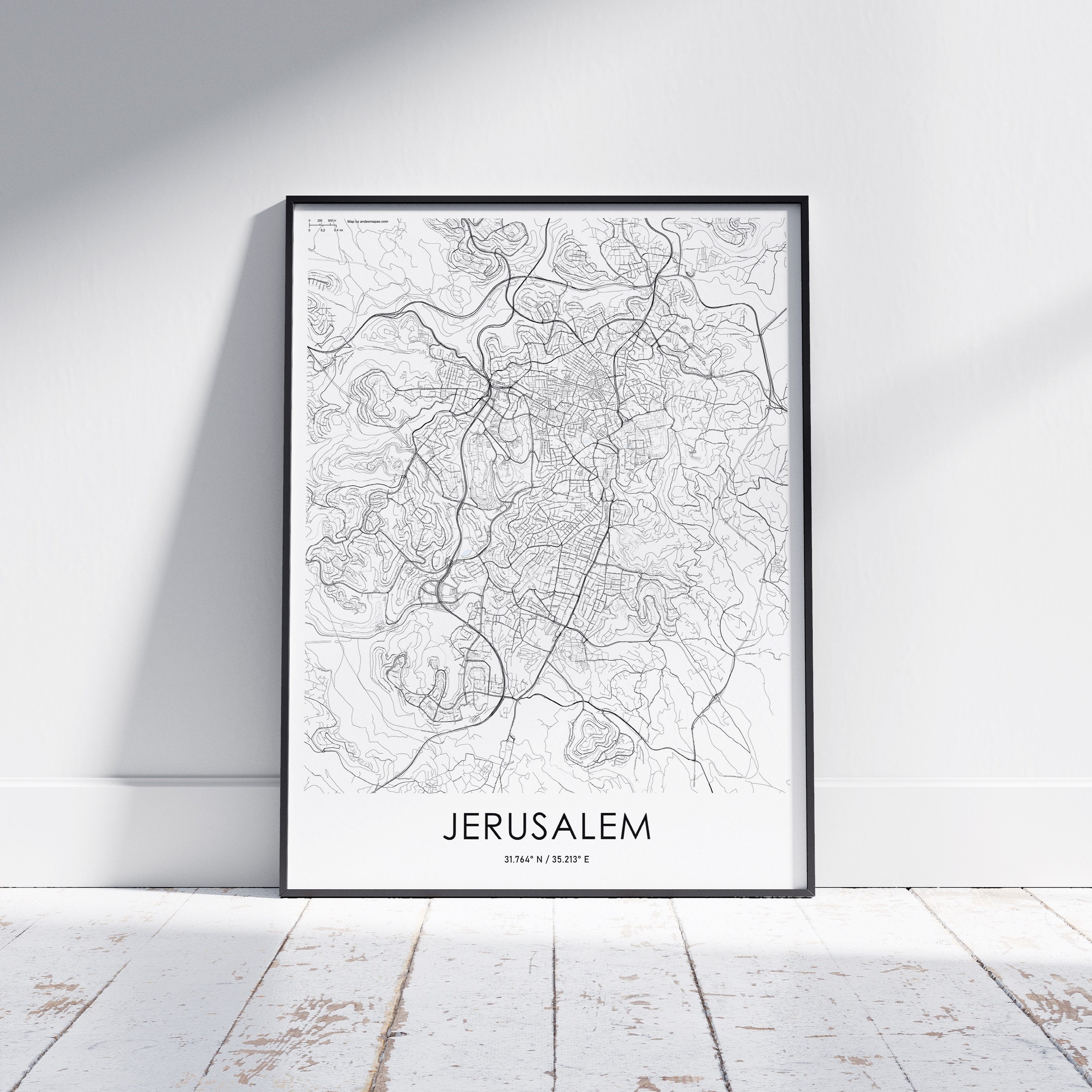 Jerusalem City Map Poster, Custom Map Gift, Our First Home, Detailed ...