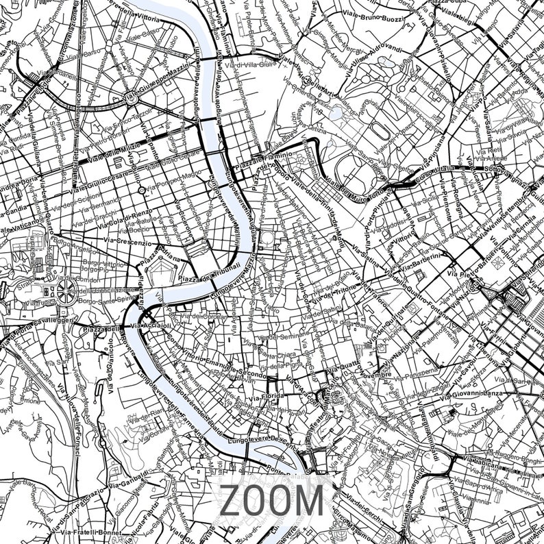 Rome City Map Detailed Street Names Digital Download - Etsy