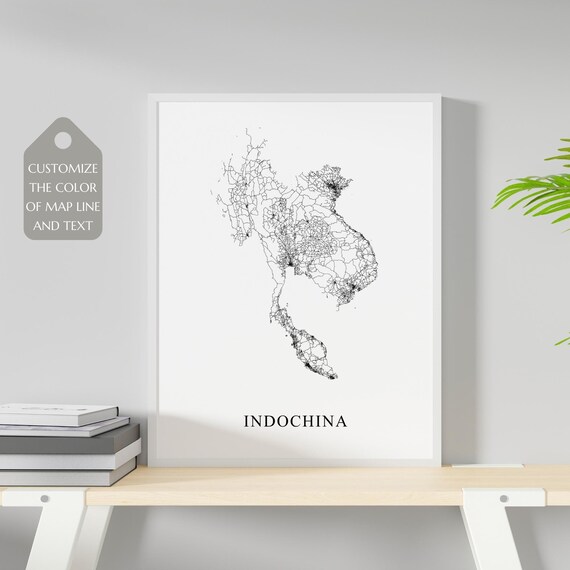 Indochina Map Map Poster Custom Map Anniversary Gift | Etsy