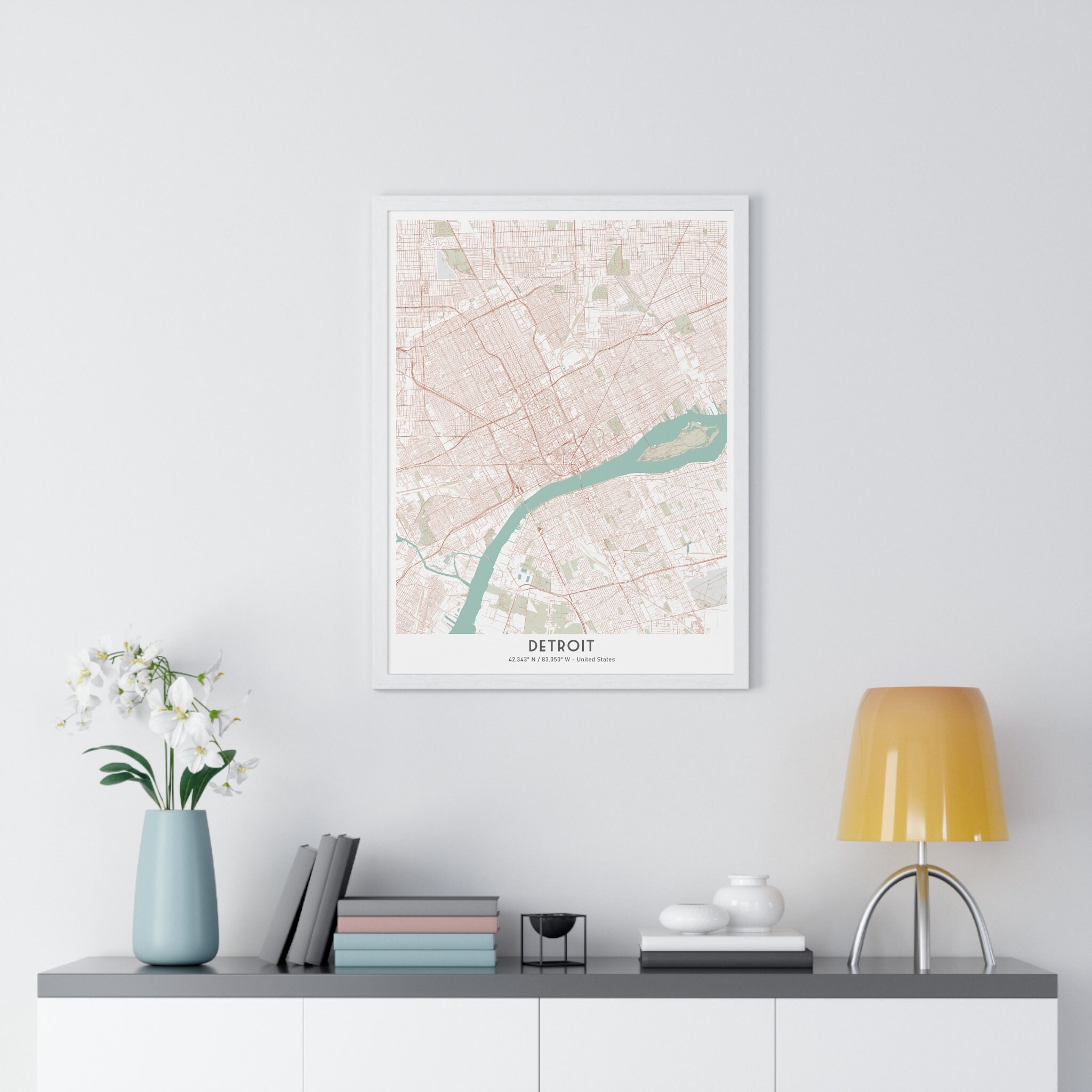 Detroit Map Street Names Two Styles Customizable Map - Etsy UK