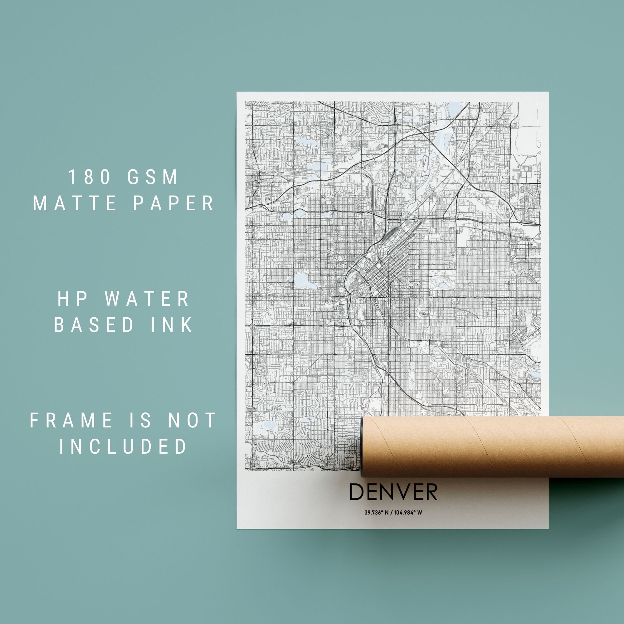 Denver City Map Poster, Personalized Map for Travel, Custom Map Design ...