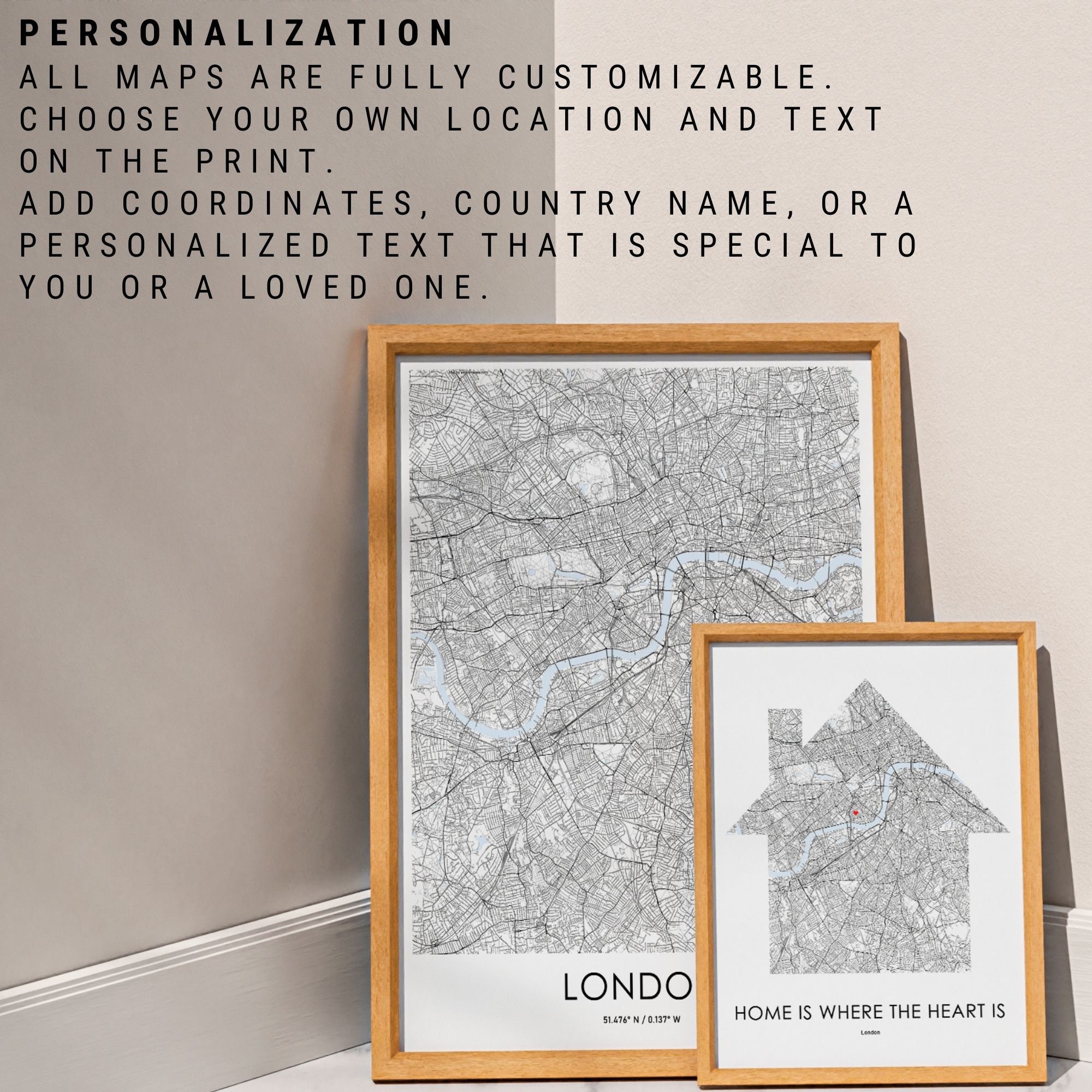 London City Map Poster Personalized Map of Address Wall Art - Etsy UK
