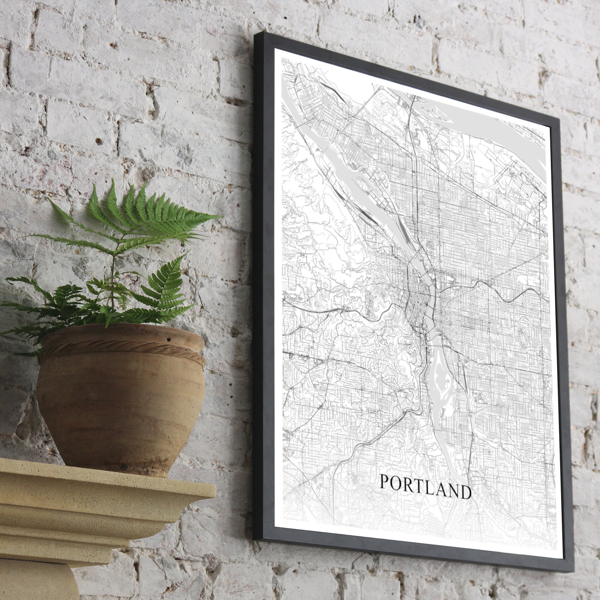 Portland City Map Street Names Included Map Poster Map Wall | Etsy UK