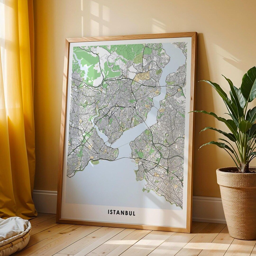 Istanbul City Map, Minimalist Black and White Wall Art, Customizable ...