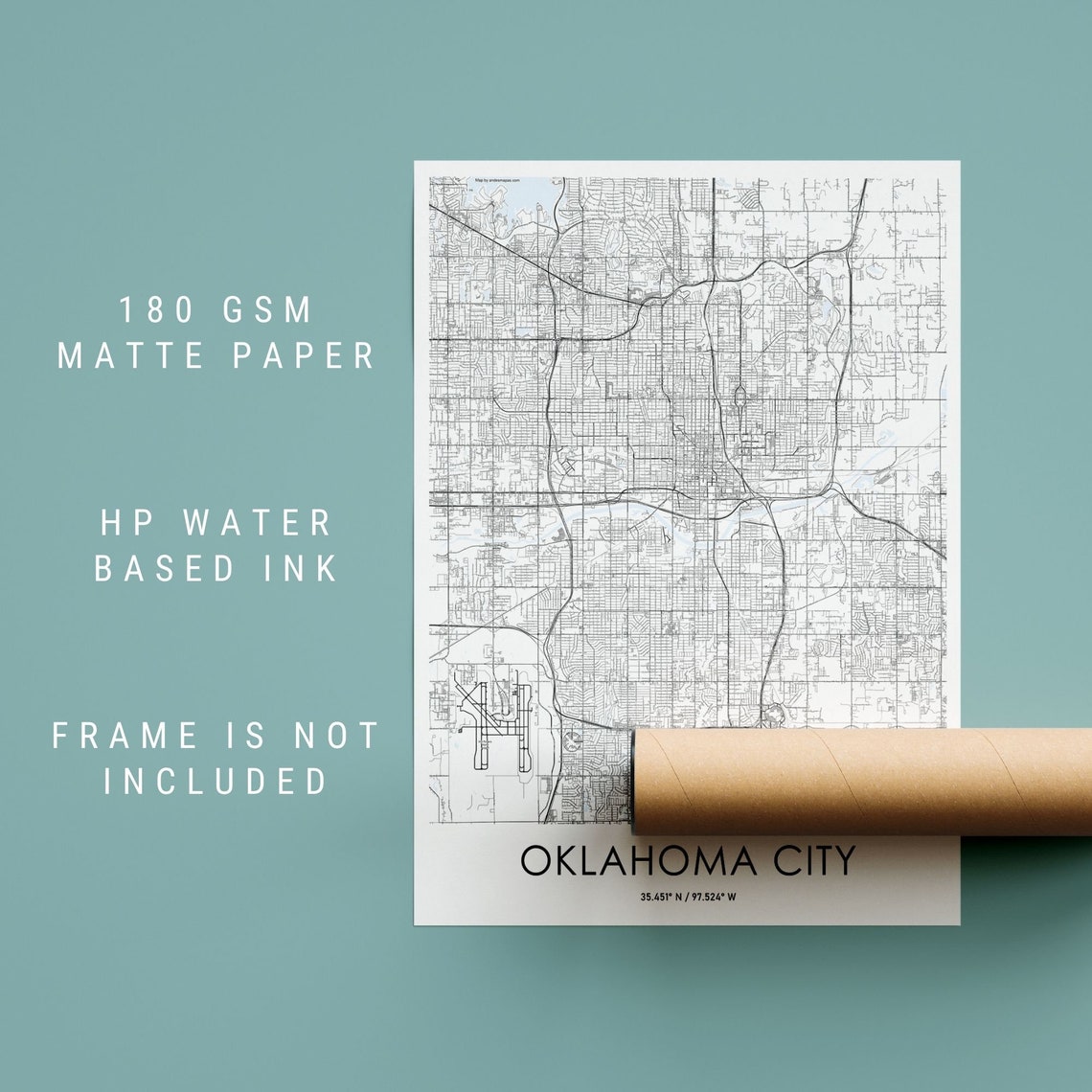 Oklahoma City Map Poster, Custom Map Gift, Our First Home, Detailed ...