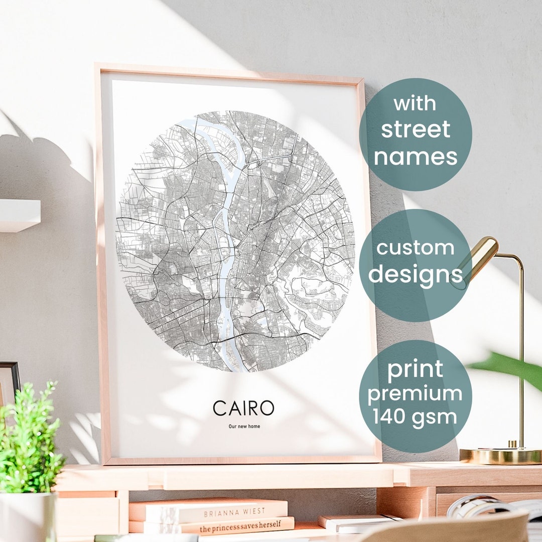 Cairo City Map Poster, Housewarming Gift for Couple, Detailed Poster ...