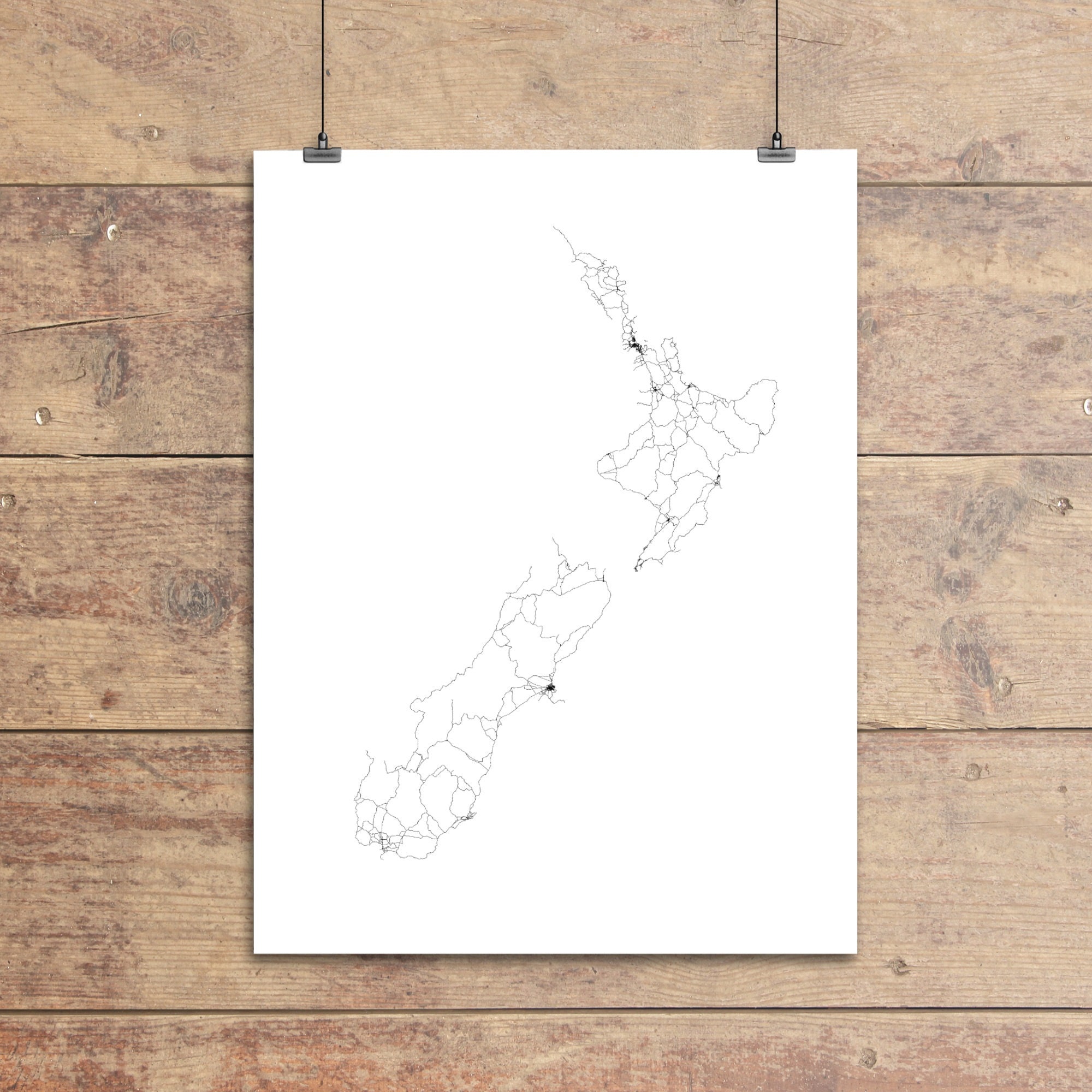 New Zealand Map Print Map Poster Anniversary Gift - Etsy