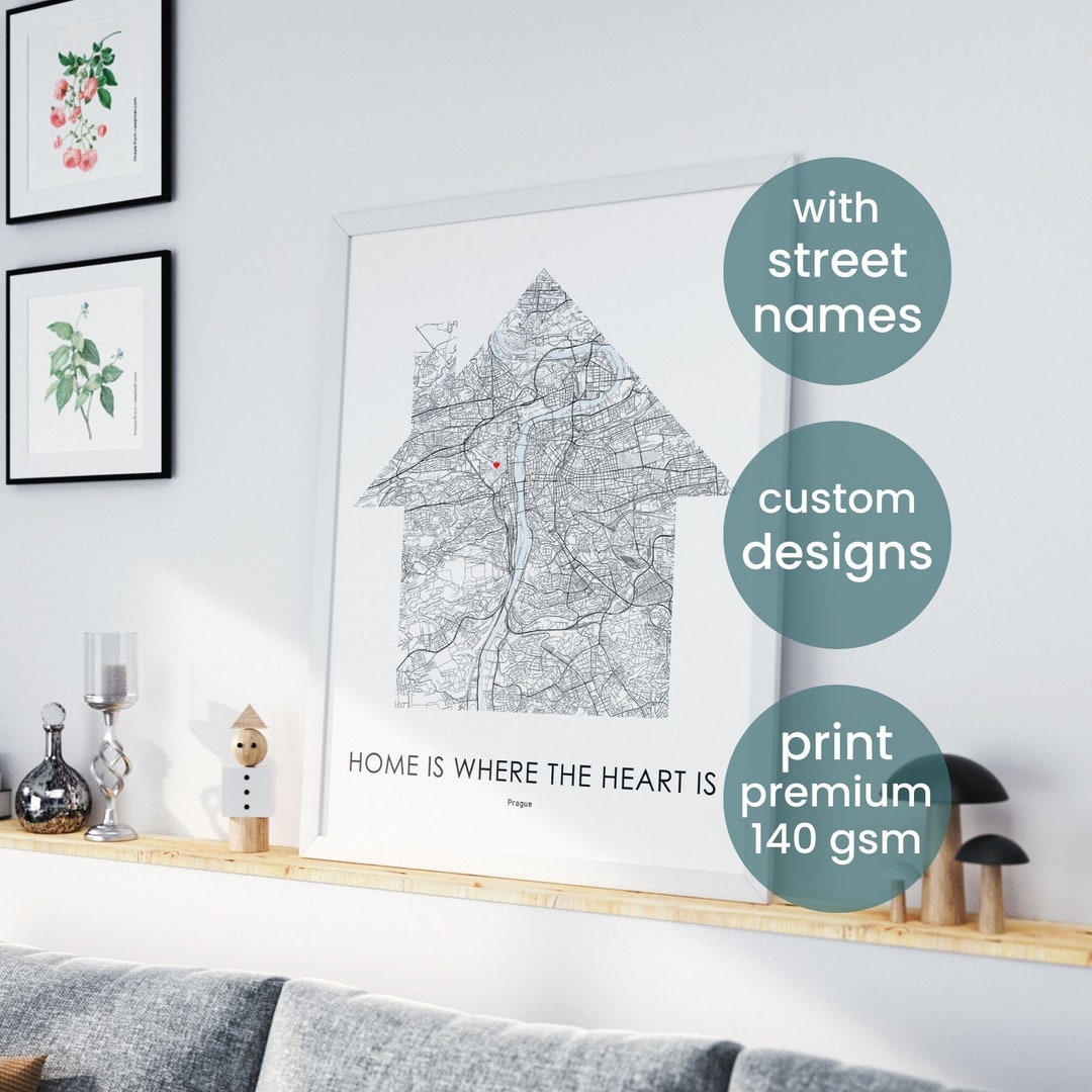 Prague City Map Poster, Moving Present, Minimalist Map, Wall Art for Mens Office, Personalized ...