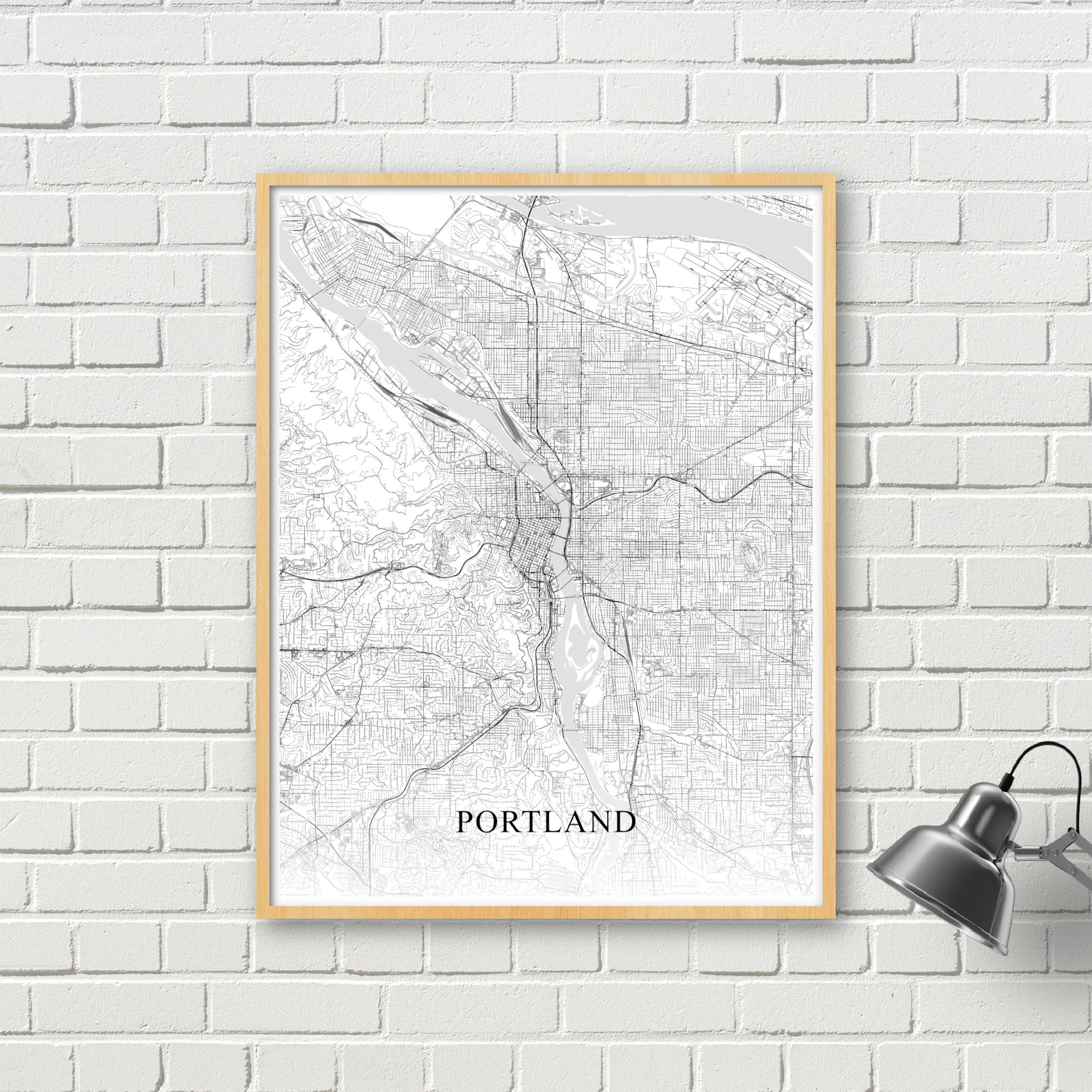 Portland City Map Street Names Included Map Poster Map Wall | Etsy UK