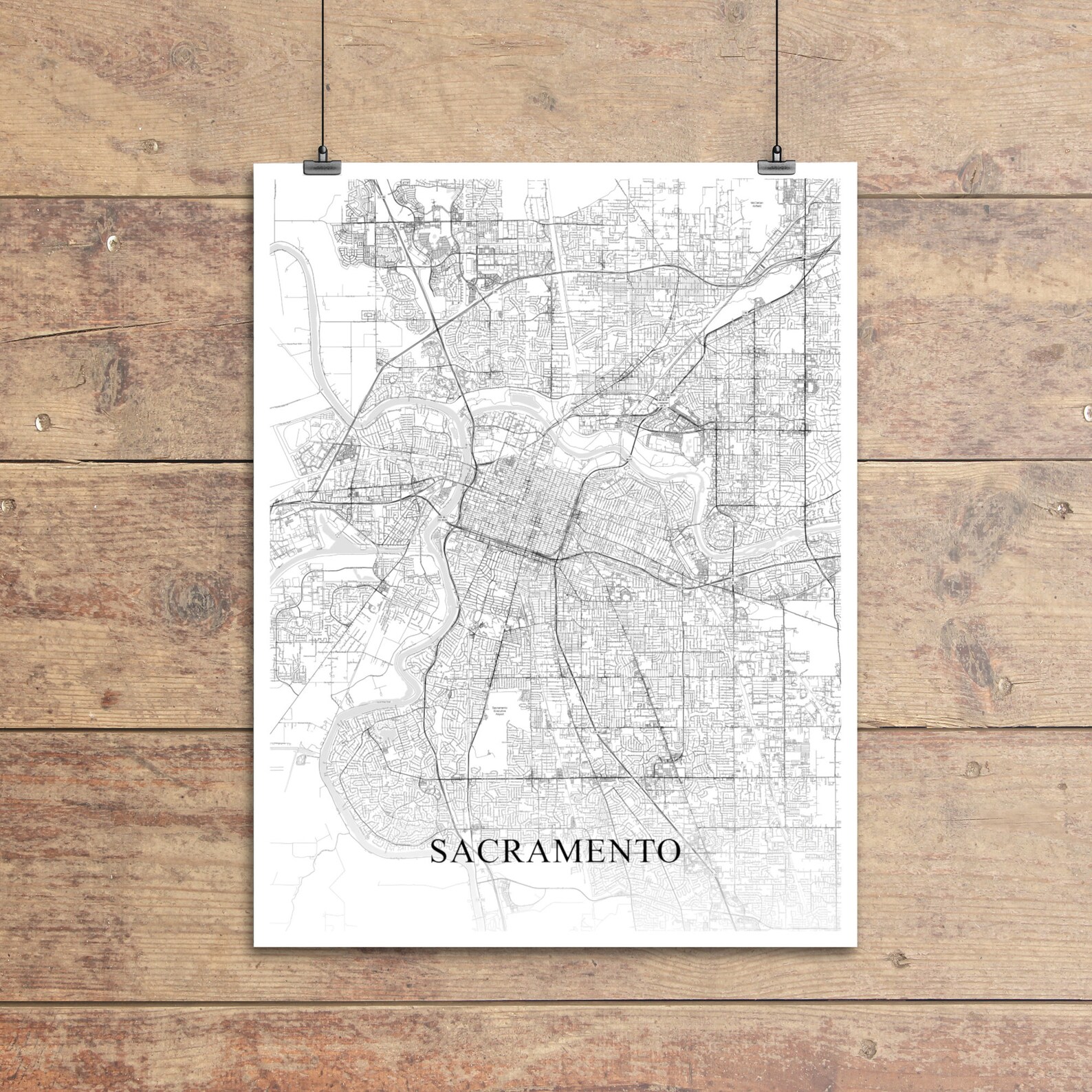 Sacramento City Map Street Names Included Map Poster Map | Etsy UK