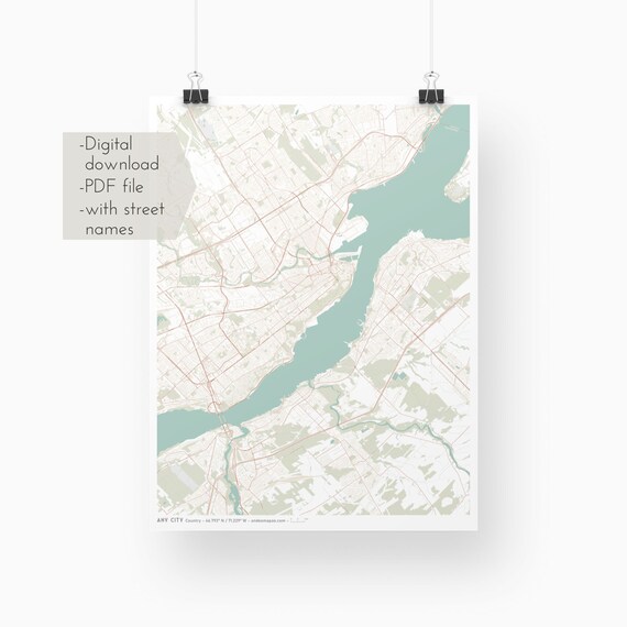 Custom Map Street Names Detailed Digital Download Vector - Etsy