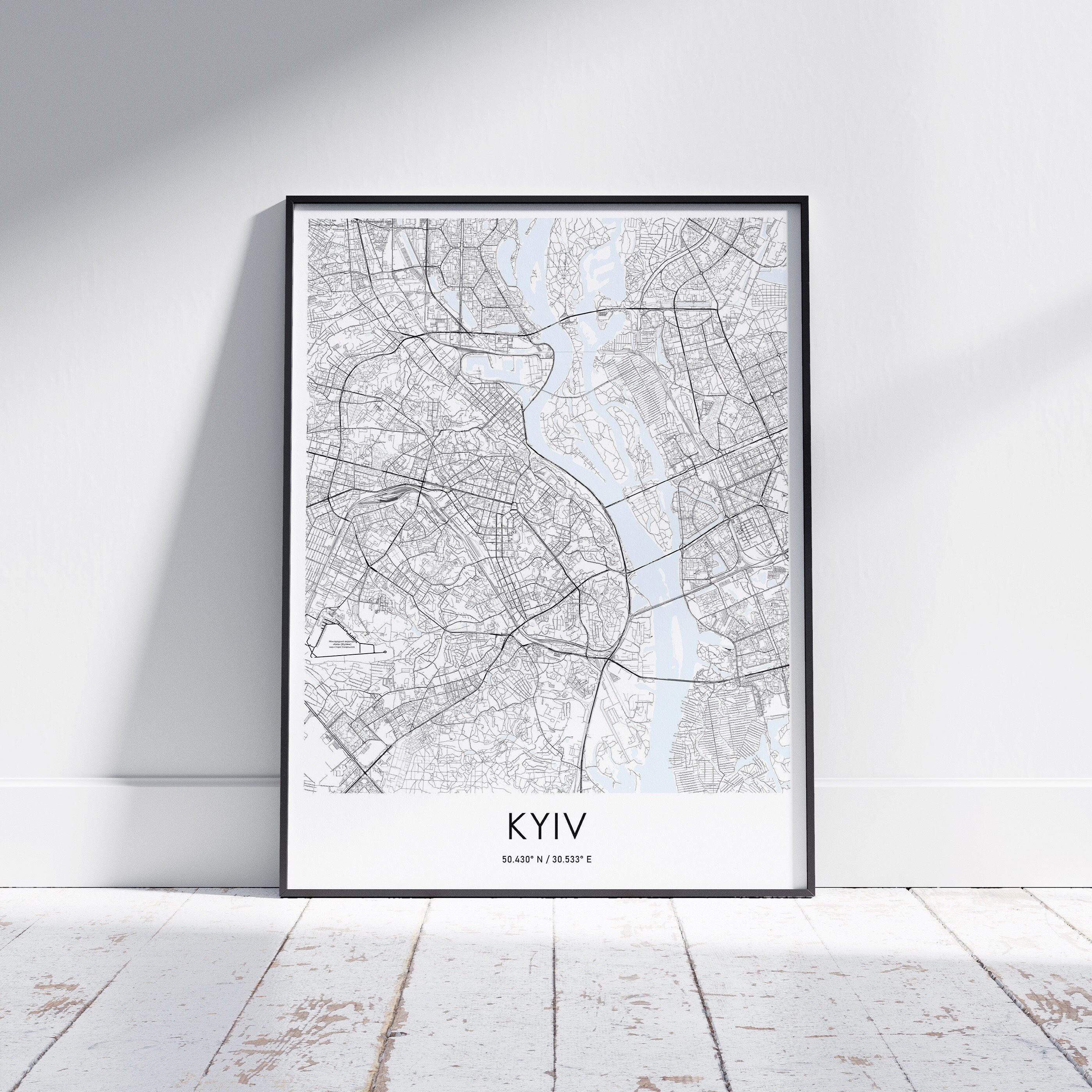 Kiyv city map poster, personalized first home gifts, black and white ...