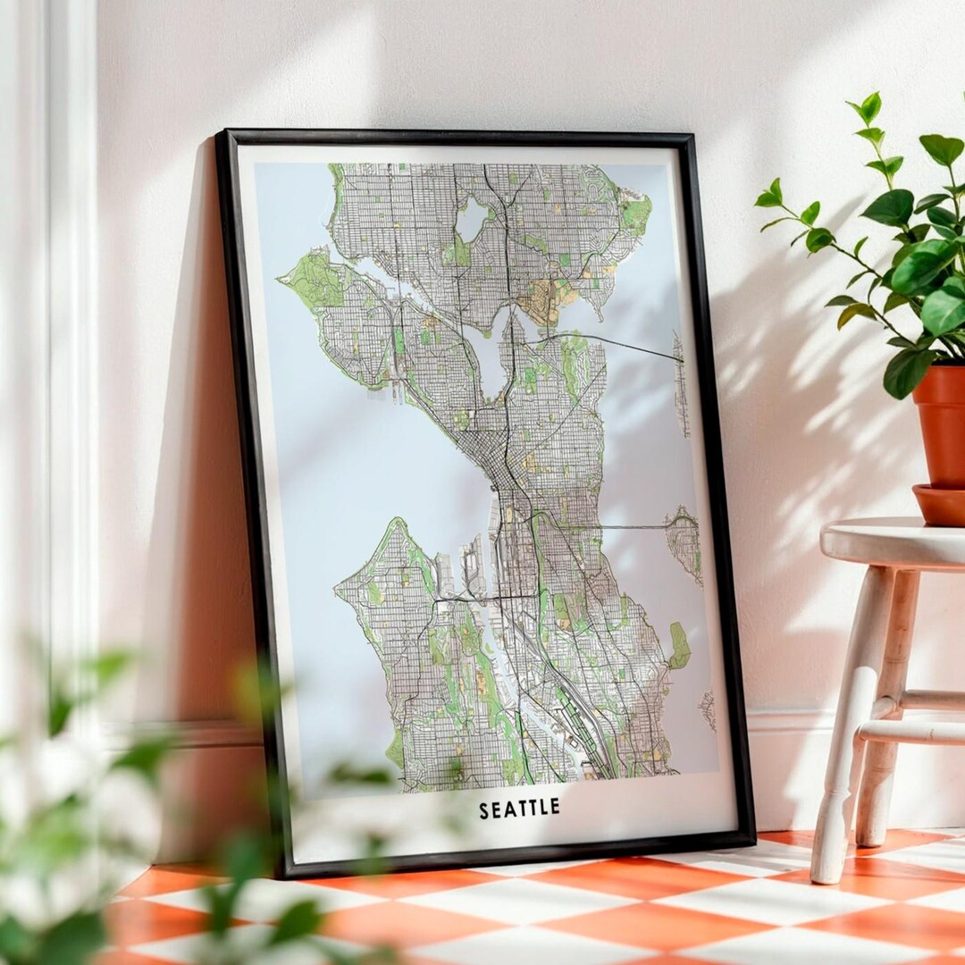 Seattle Map Print, Personalized City Decor, Street Names Artwork ...