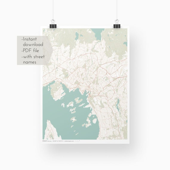 Oslo Map Street Map Digital Download Vector File Pdf File - Etsy UK