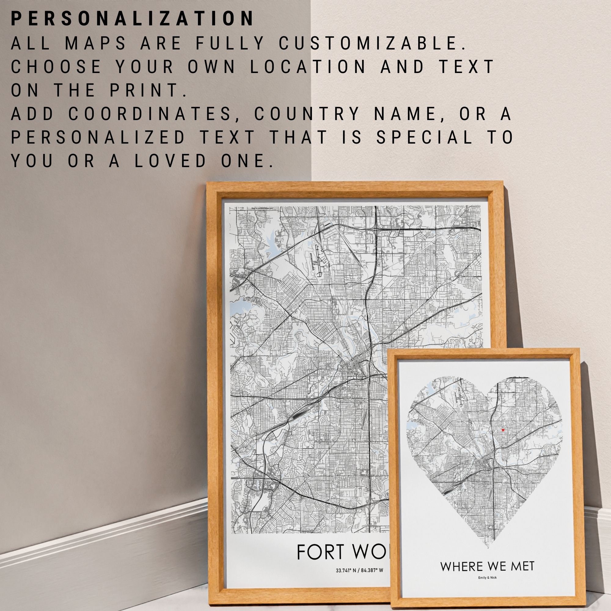 Fort Worth City Map Poster, Custom Map Print, Anniversary Gift ...